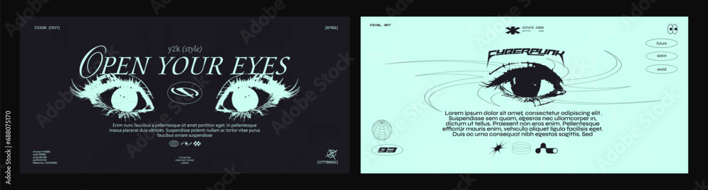 Futuristic y2k technology frame for design business cards. HUD frames ...