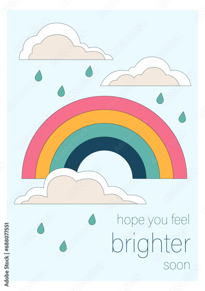 Get well soon card. Positive and motivational poster with greeting ...