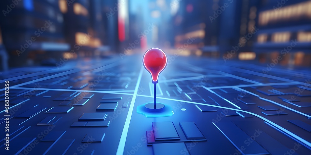 Blue location pin sign icon and gps navigation map road direction or ...