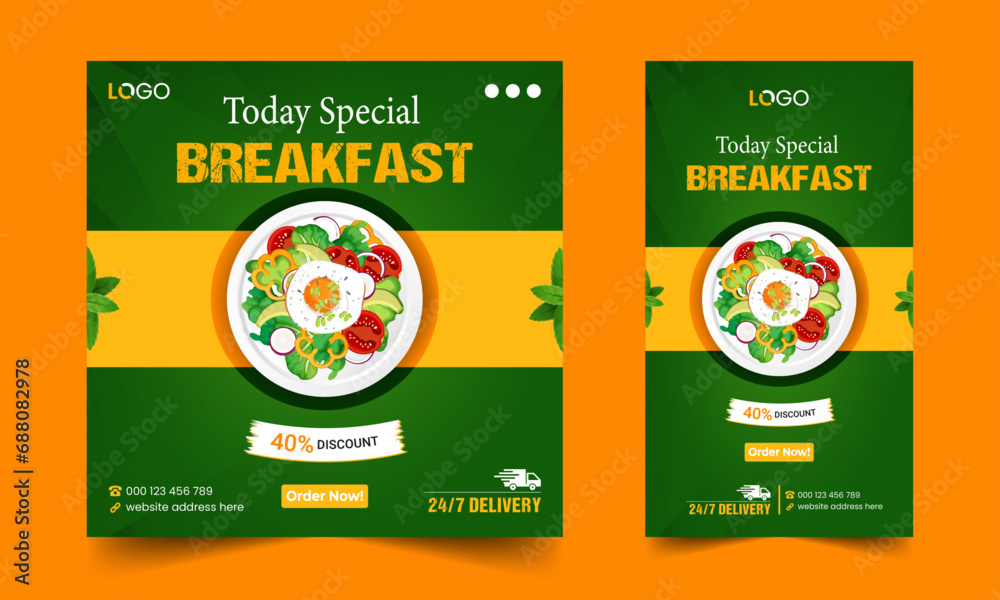 Today's special breakfast social media post & instagram story design ...