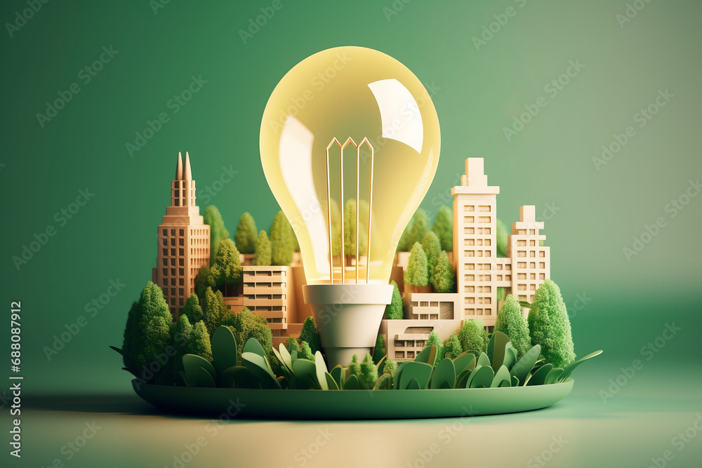 Revolutionizing Energy A Paper Cut Light Bulb with a Green Eco City ...