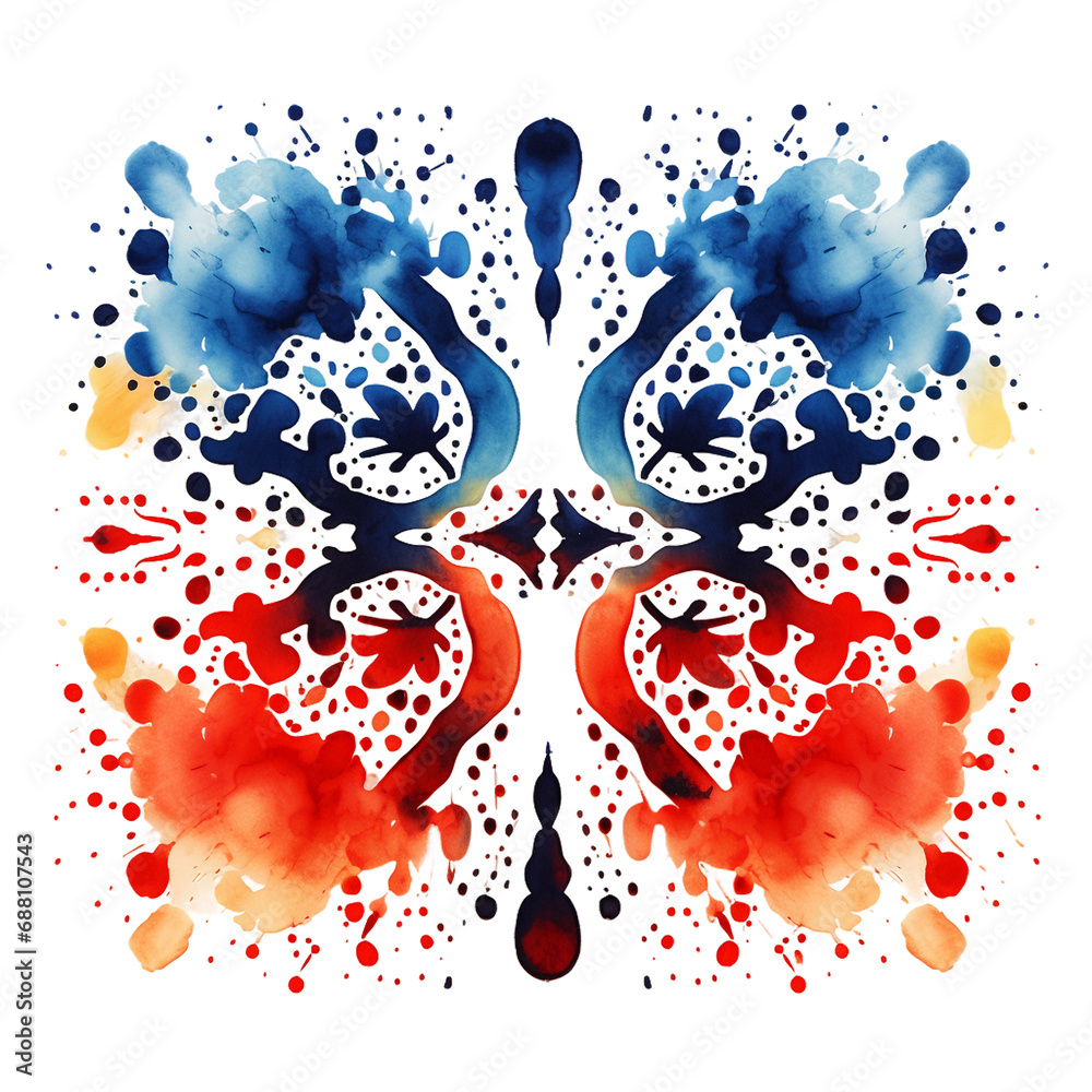Abstract watercolor Aboriginal pattern in Rorschach ink test ...