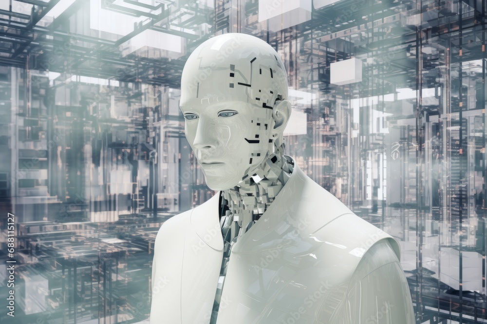 complex of artificial intelligence robot which is displaying various ...