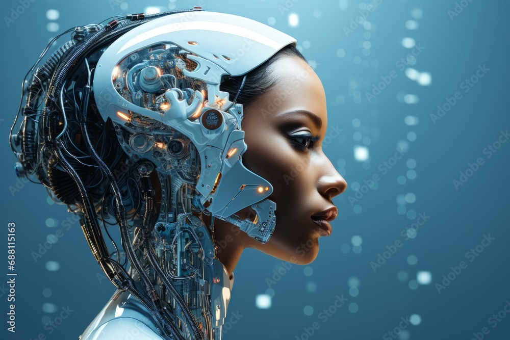 complex of artificial intelligence robot which is displaying various ...