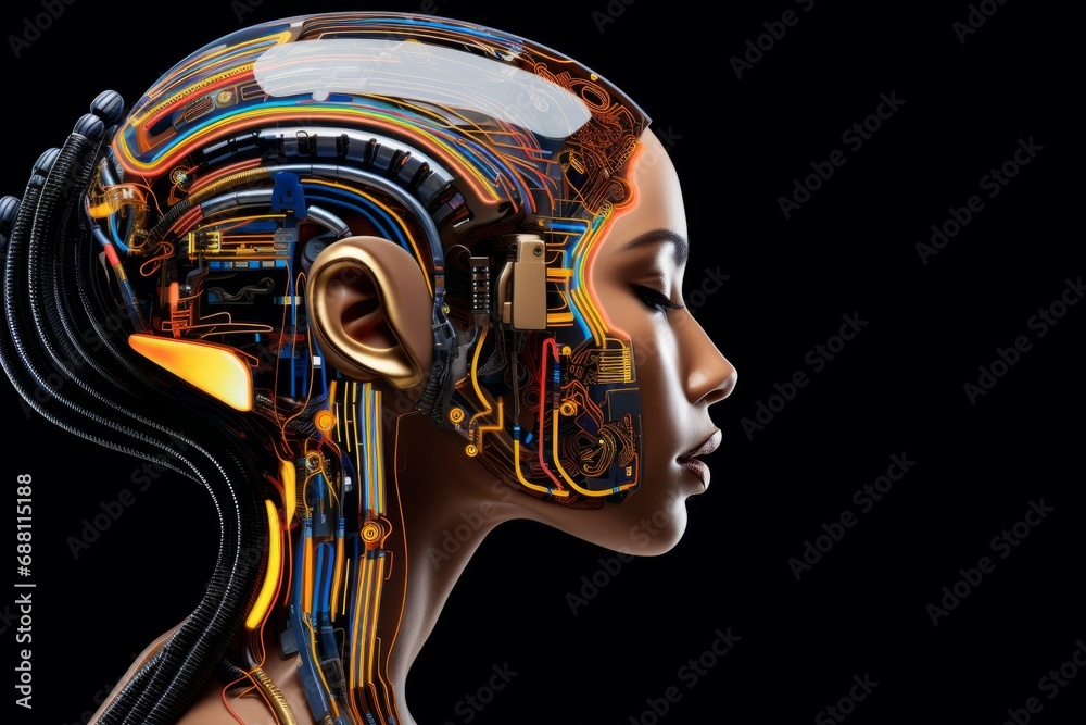 complex of artificial intelligence robot which is displaying various ...