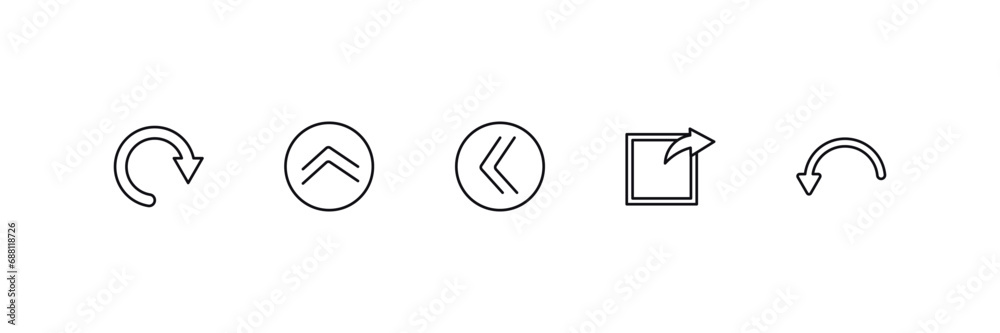 outline icons set from user interface concept. editable vector included redo arrow, up arrow ...