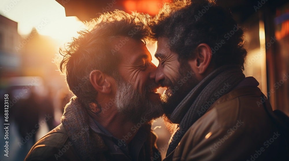 Intimate Moment Captured: Two Men Kissing Showcasing Love and Affection ...
