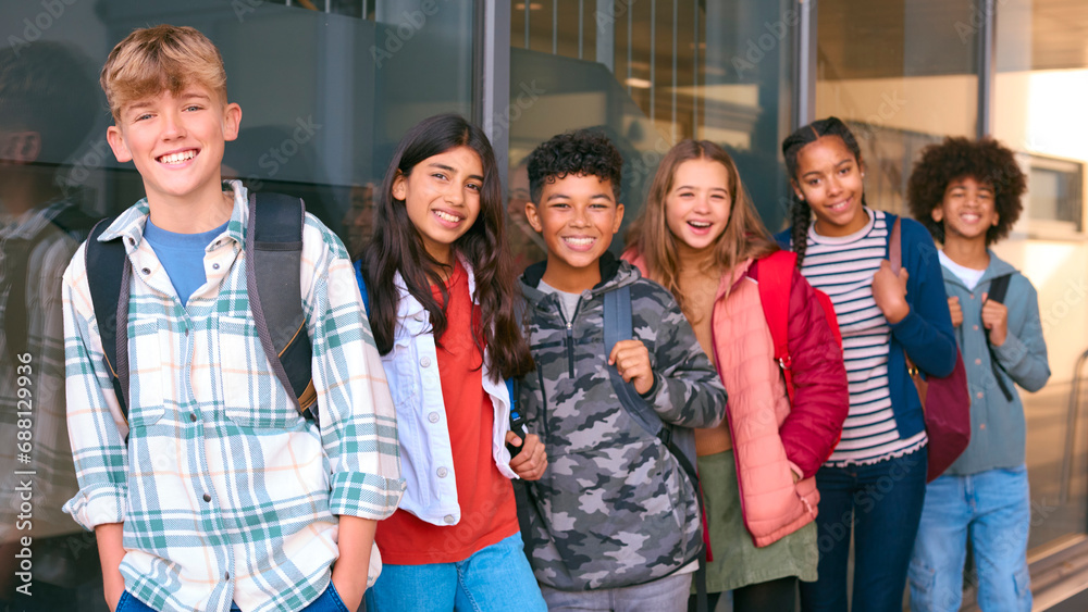 Portrait Showing Class Of Secondary Or High School Pupils Standing ...