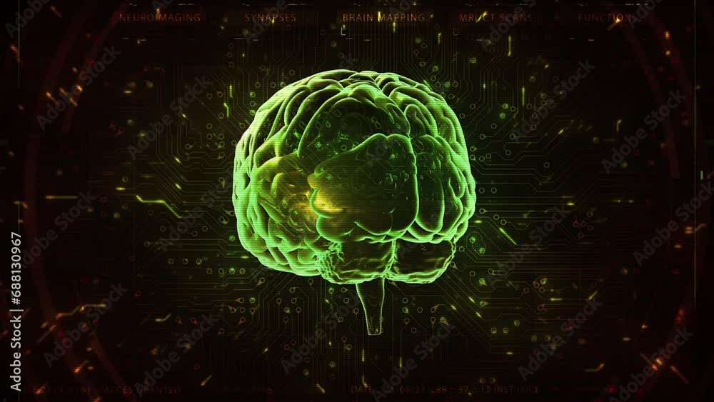 Animation of Artificial Intelligence Digital Brain with Electrical ...