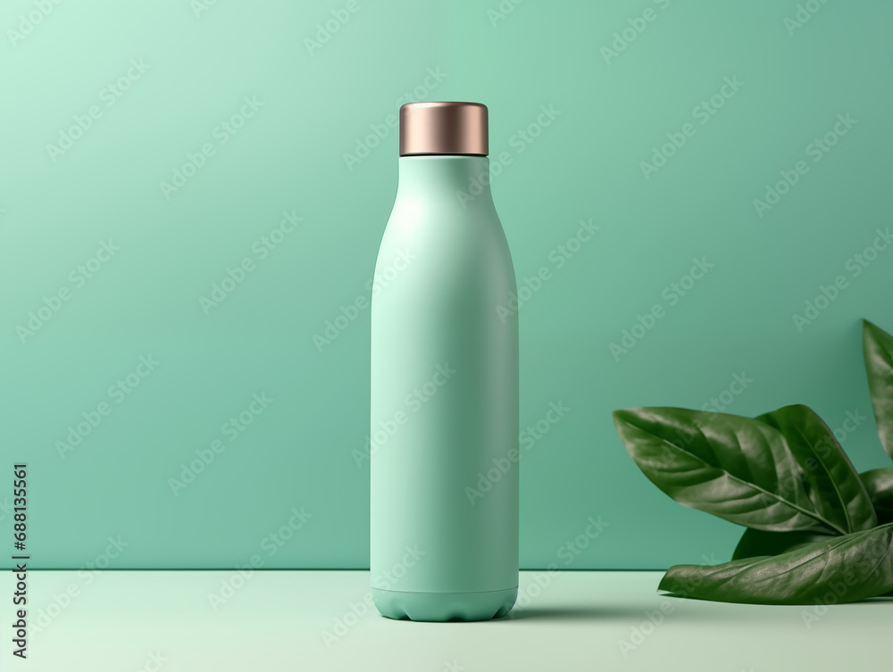 Model of empty thermos container for hot drinks; sample of blank eco ...