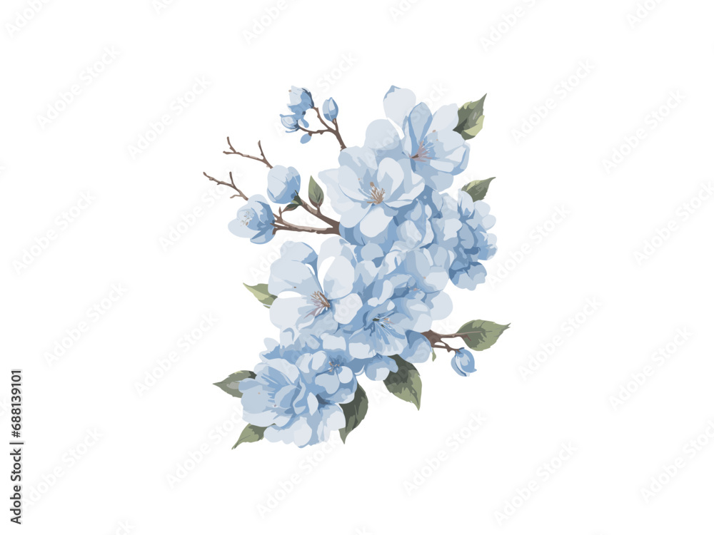 WatercolorVector branch with spring flowers watercolor tree branch ...