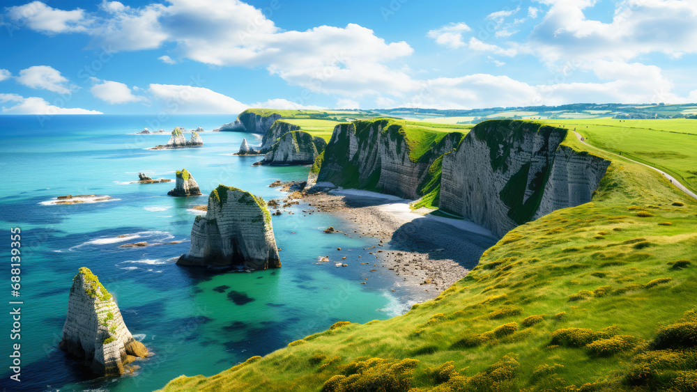 Beautiful scenery of sea cliffs in the United Kingdom Stock Photo ...