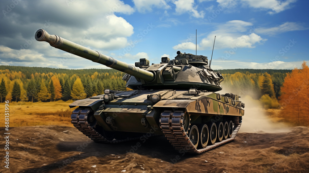 Main battle tank in hyper realistic style. Armored fighting vehicle ...