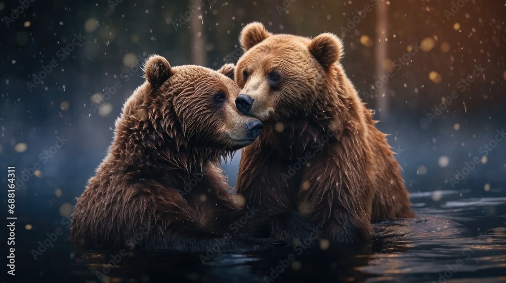 enchanting scene of bears in love's embrace, showcasing the tenderness ...