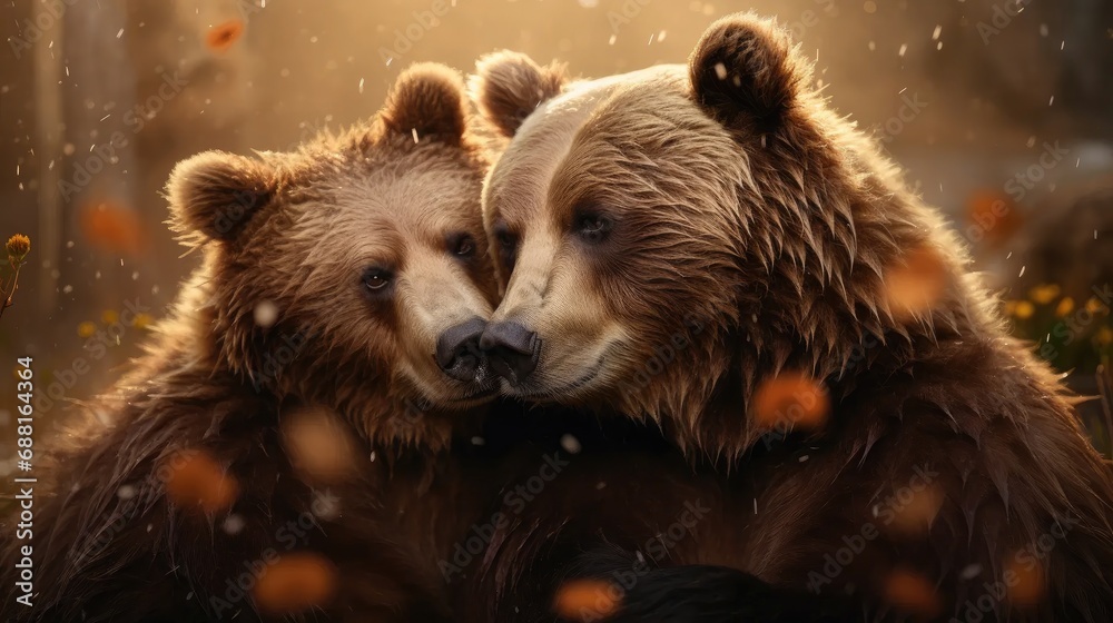enchanting scene of bears in love's embrace, showcasing the tenderness ...