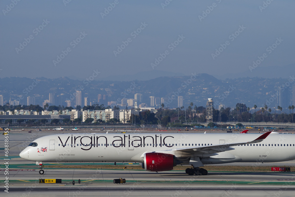 Virgin Atlantic 'Mamma Mia' Airbus A350 with registration G-VPOP shown ...