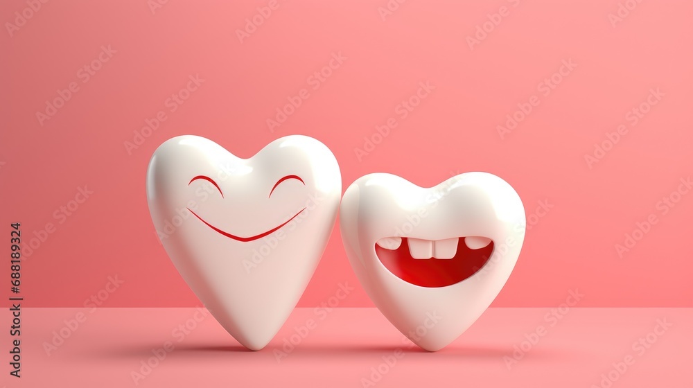 Two teeth on a gentle pastel background, blending oral care with the ...