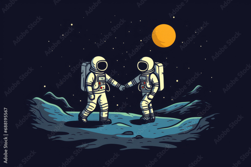 A cute and lovely romantic Illustration of two couple friends ...