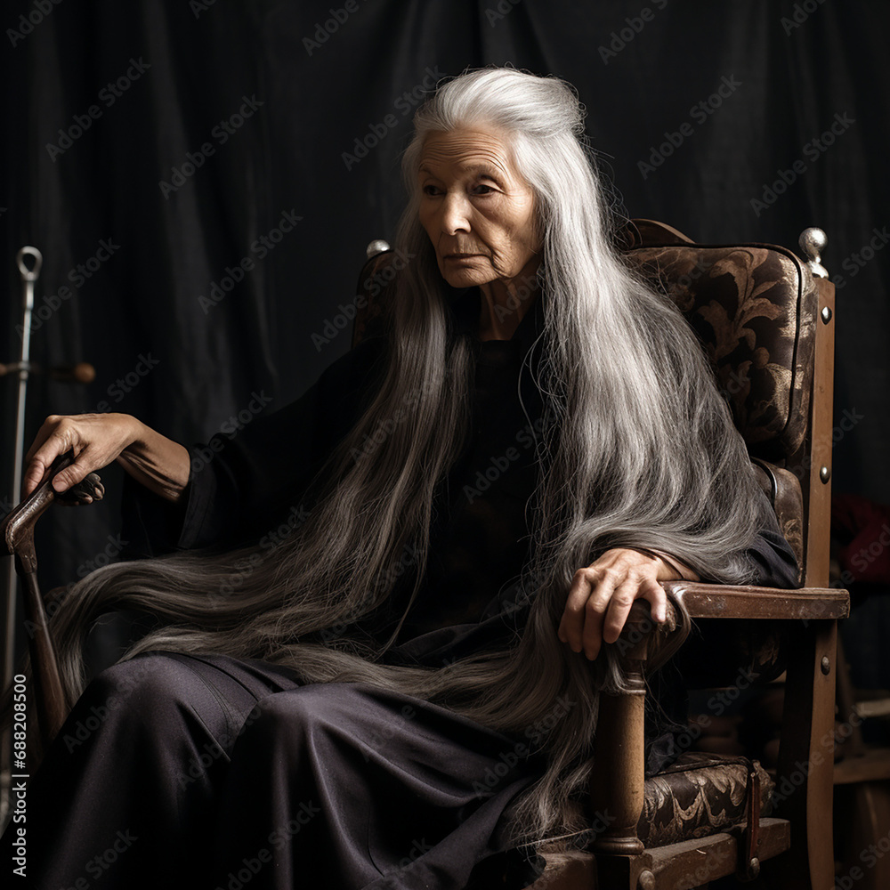 alte Oma, graue haare Stock Photo | Adobe Stock