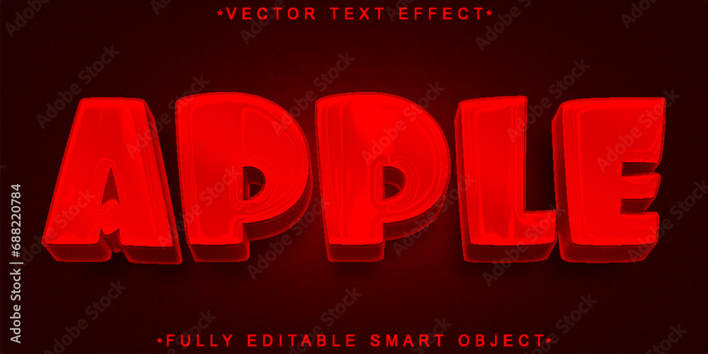 Cartoon Red Apple Vector Fully Editable Smart Object Text Effect Stock ...