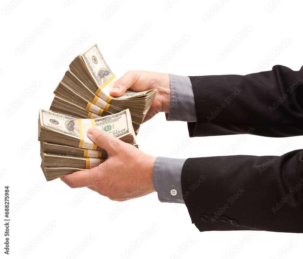 Transparent PNG of Man Handing Over Stack of Money for Set of Keys from ...