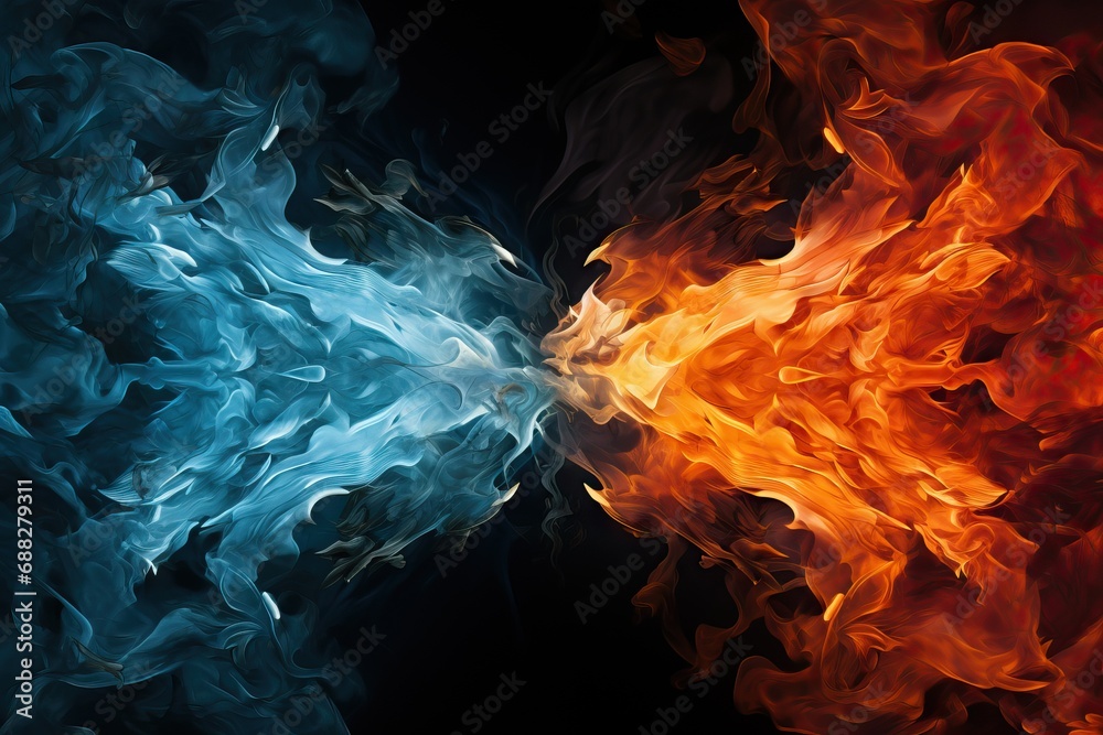concept Cold Heat background other each vs element Ice Fire Abstract ...