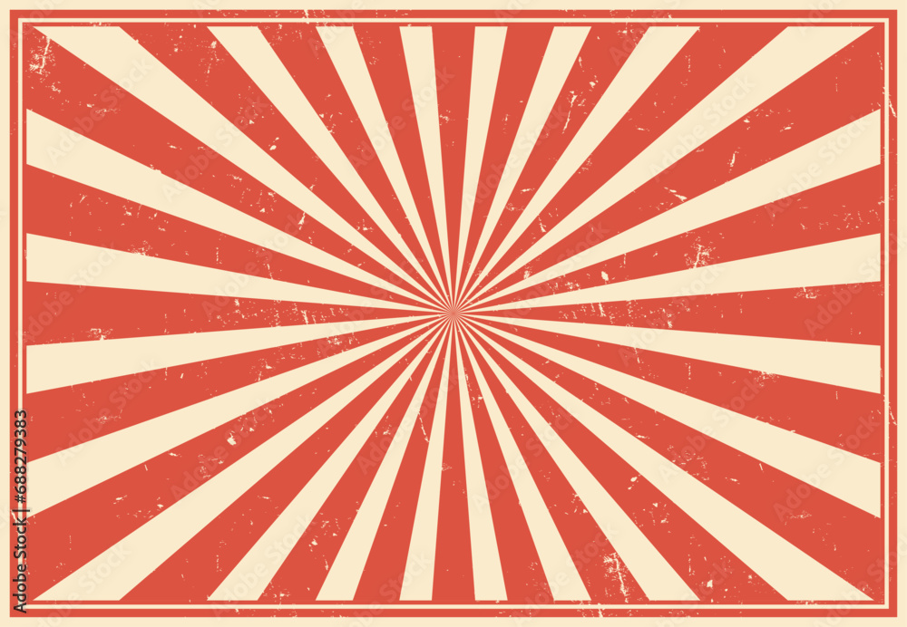 Circus carnival vintage sunlight rays or sunbeam burst retro background, vector layout. Funfair ...