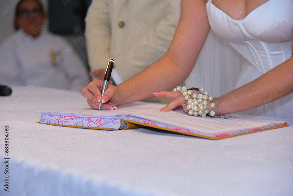bride signing book, wedding signature book, marriage certificate ...
