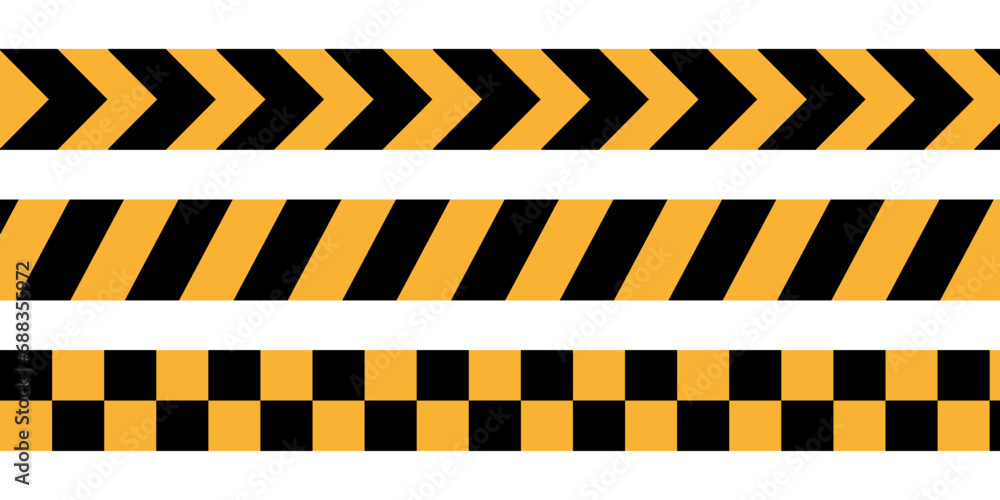 Barrier tape. Black and yellow restriction line. Construction border ...