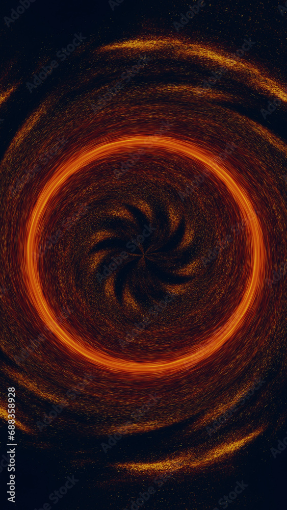 Sparks circle. Glowing swirl. Occult wheel. Orange red color sparkling ...