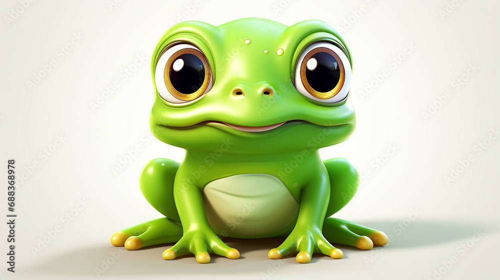 cute cartoon frog with big eyes and smile, illustration for kids Stock ...