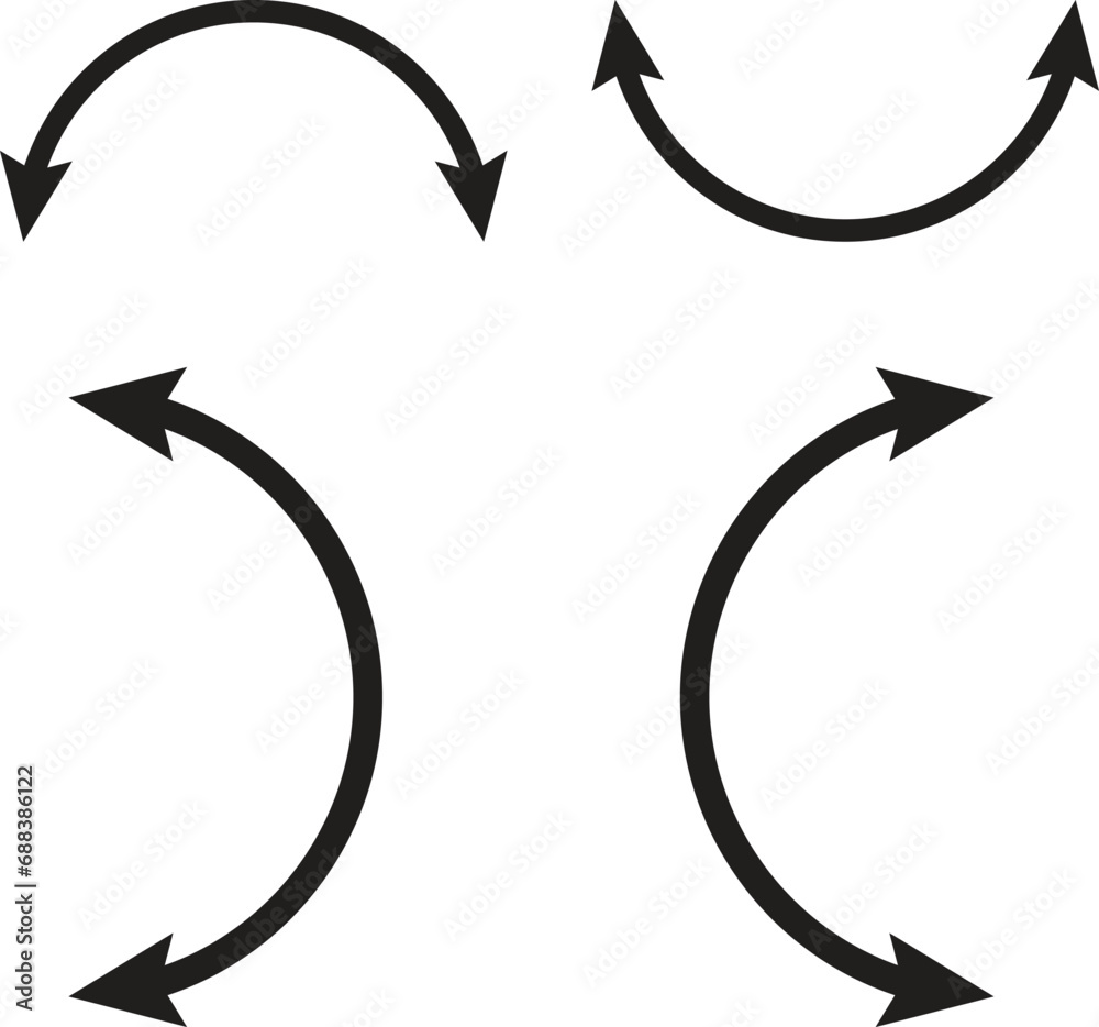 dual semi circle arrow icon set vector isolated on white background ...