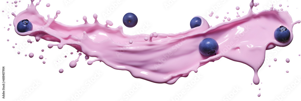 milkshake splash with blueberries isolated on transparent background ...