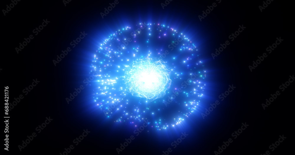 Abstract energy magic blue sphere ball atom round molecule made of ...