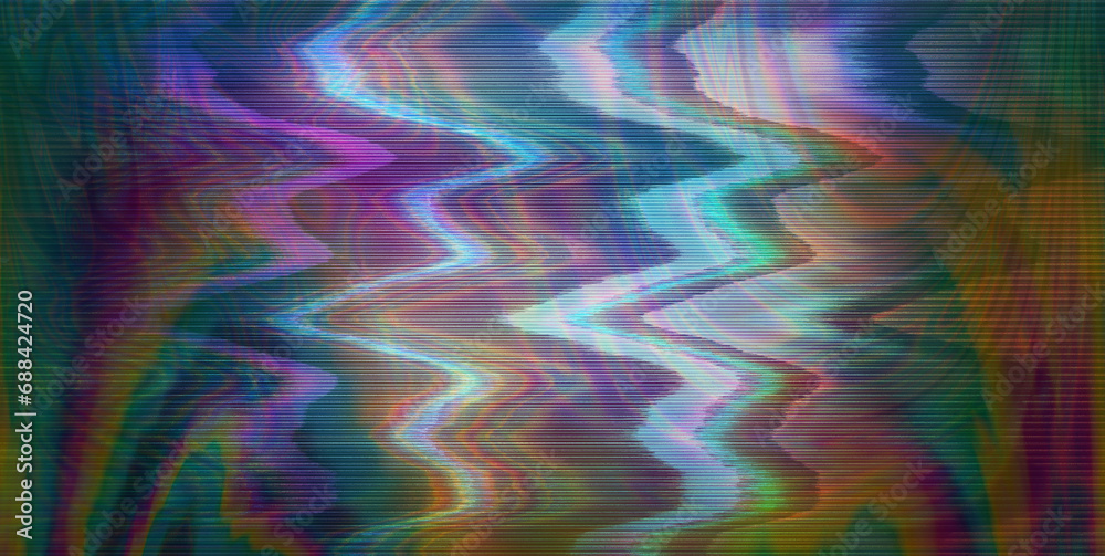 Glitched flickering background, exhibiting distortion, noise, and ...