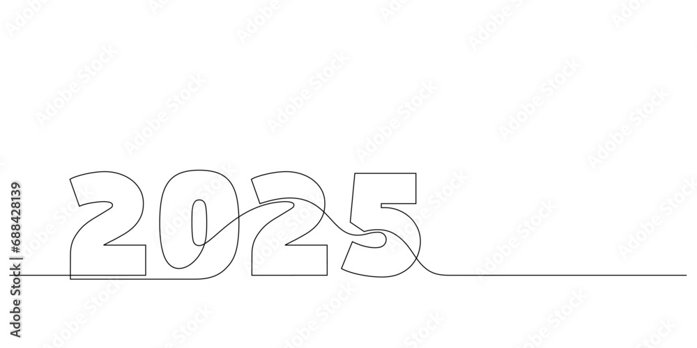 continuous line drawing 2025 number design logo minimalism Stock Vector ...