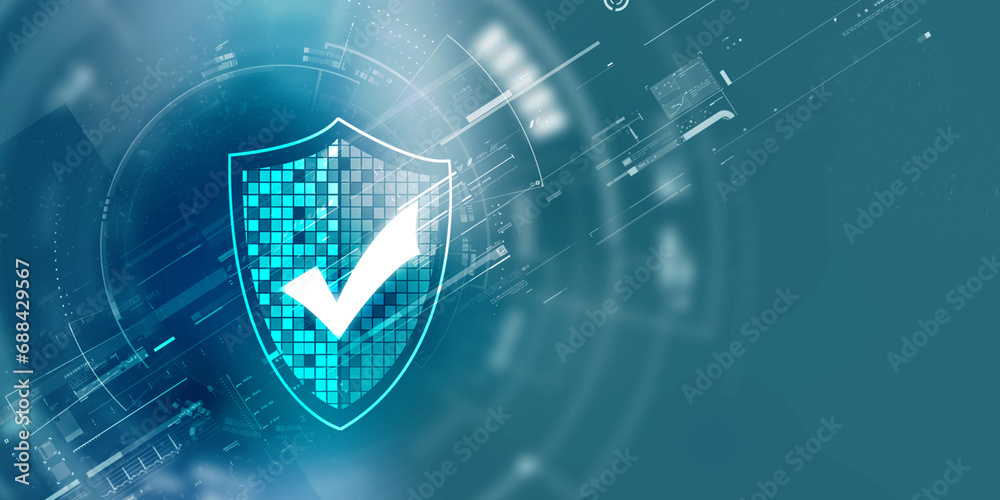 2d rendering tick mark over a shield surface Stock Illustration | Adobe ...
