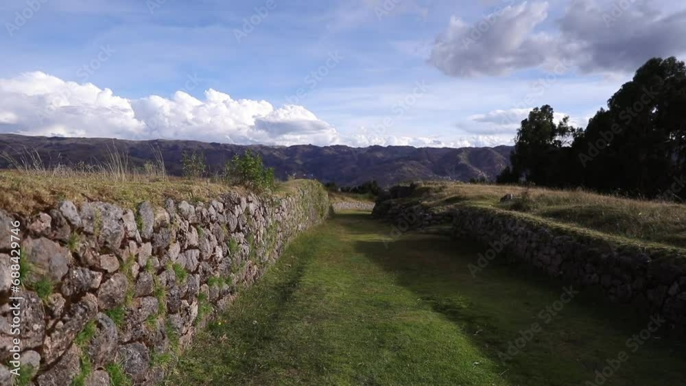 Grassy Inca Road With Stone Retaining Walls Near The Kusilluchayoc - El ...