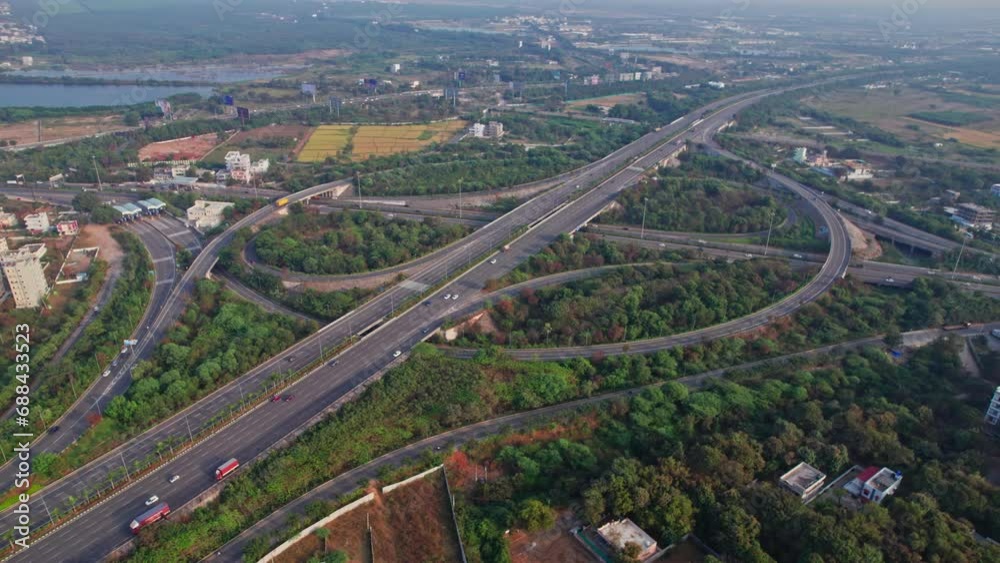 Spectacular Turning Overhead Shot of nehru outer ring road Highway ...