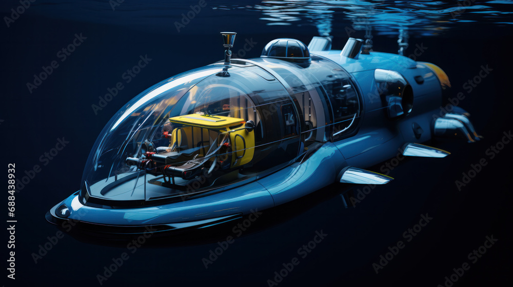 Large underwater bathyscaphe for exploring the depths of the sea. Used ...