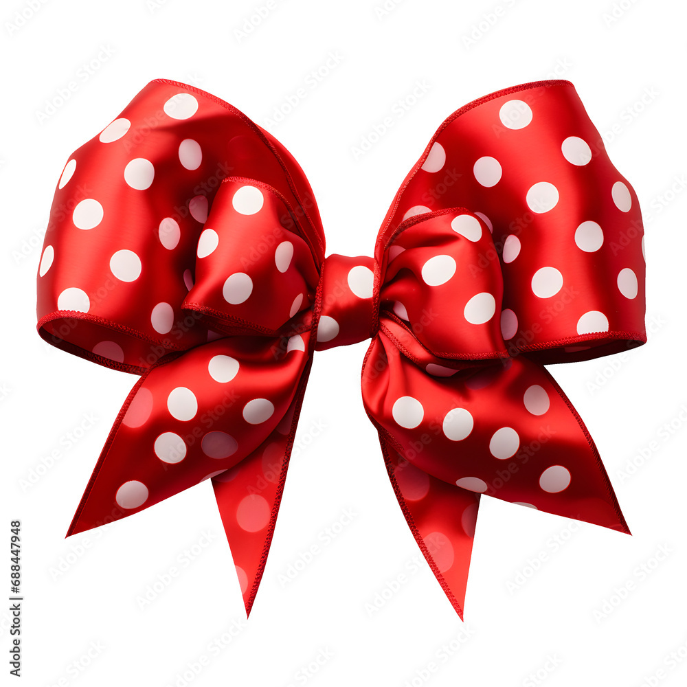 red white polka dot ribbon bow isolated on transparent background ...