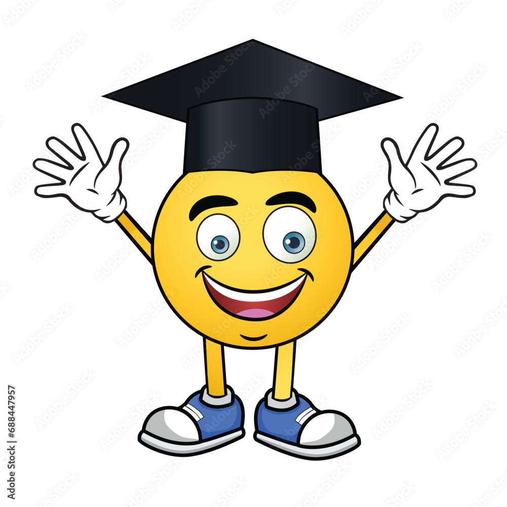 Emoji graduation mascot vector cartoon illustration. Stock Vector ...