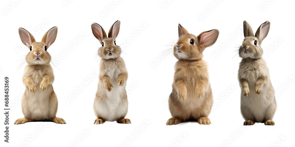 Studio portrait of cute rabbit isolated on transparent png background ...
