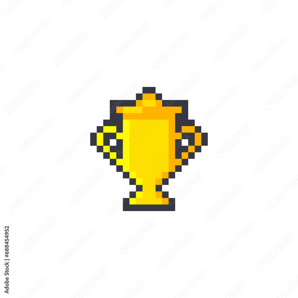 8 bit winner cups. gold, cup. Vector illustration. cartoon drawing ...