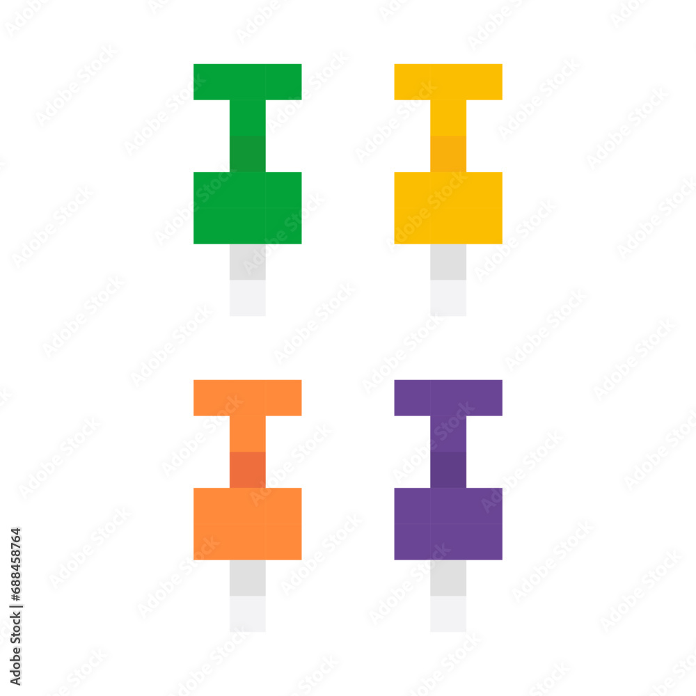Thumbtacks illustrated with pixel art style. 8 bit. Pixelated ...