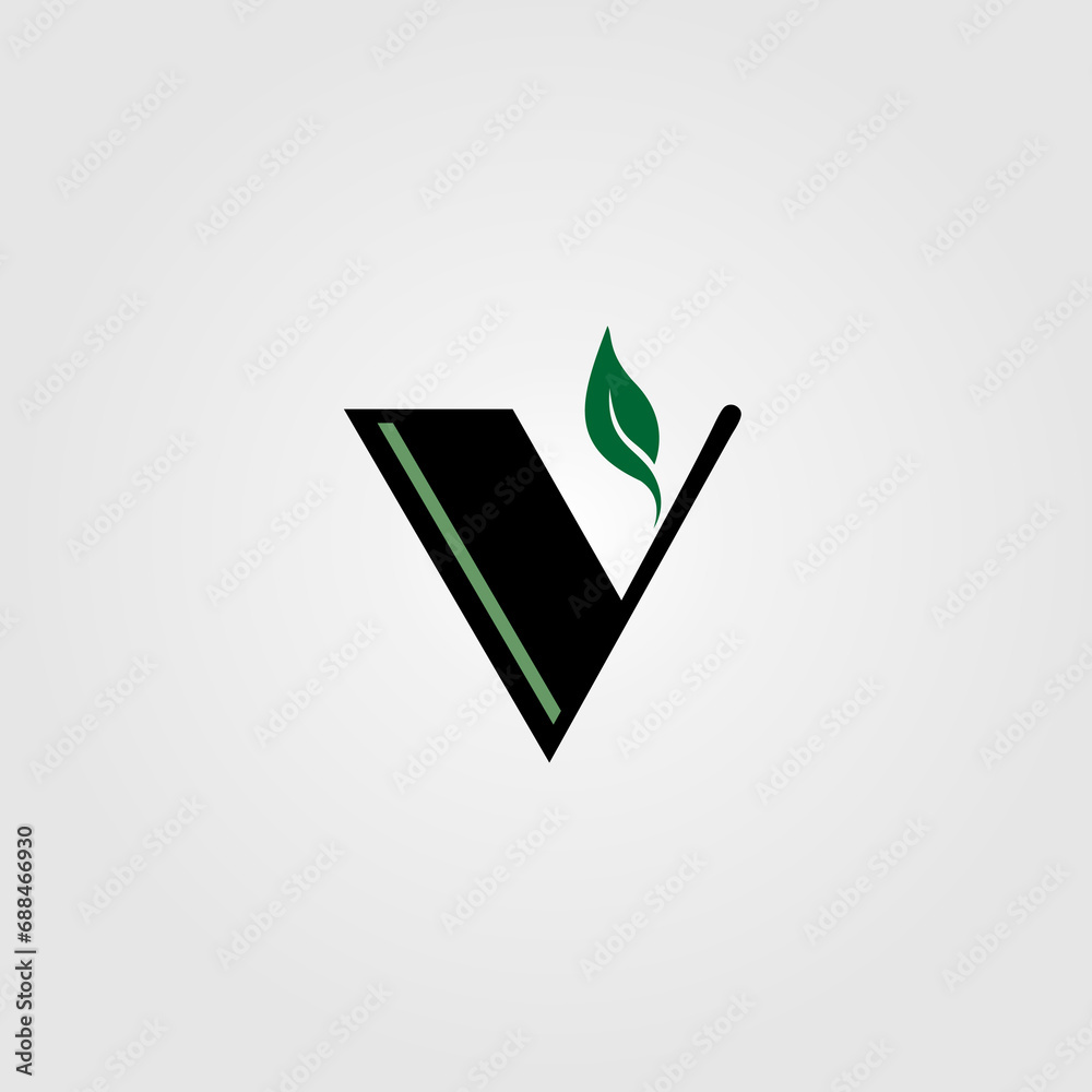 V Leaf Nature Logo. The logo produced from a combination of the letter ...