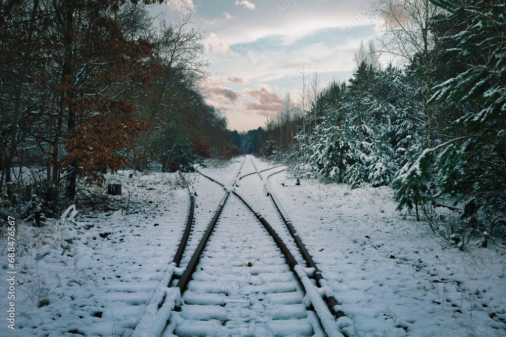 Bahnlinie - Weiche - Rails - Snow - Winter - Rail Track - Cold - Background - Railroad - Concept ...