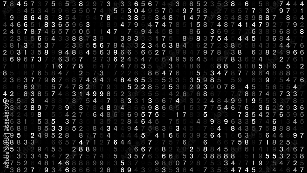 Data Science Counting Digits And Numerical Data On Black Background Using Random Numbers And