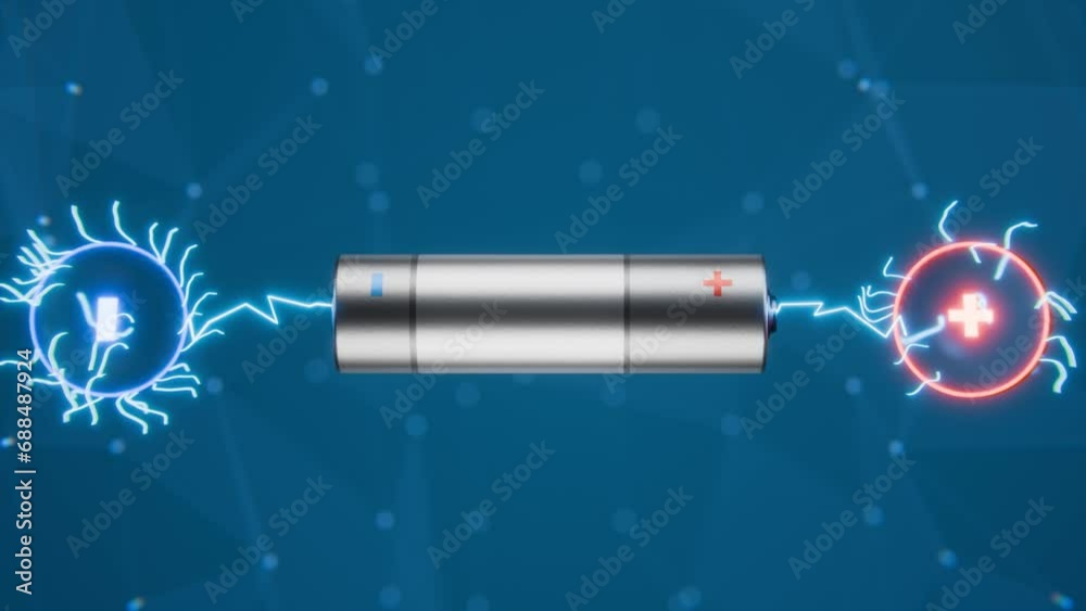 Animation of the concept of fast battery charging. AA batteries ...