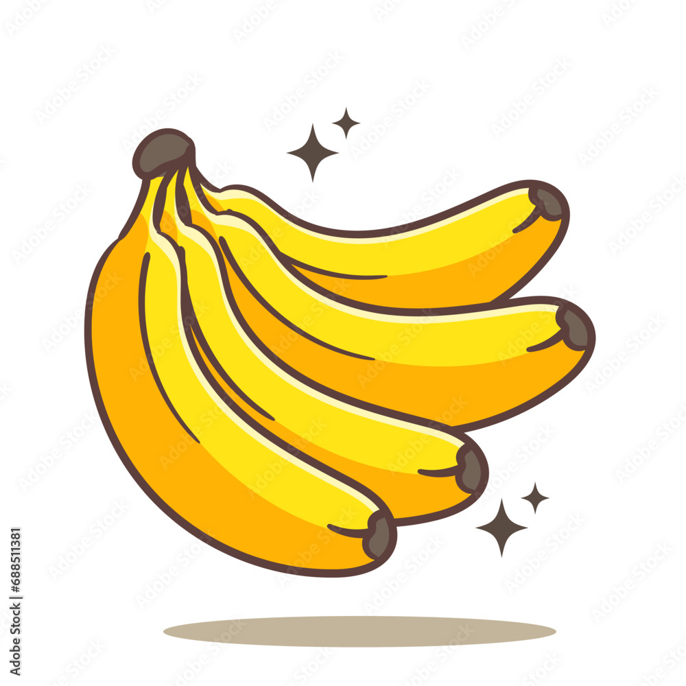 Bunch banana cartoon vector illustration. Fruit and food concept design ...